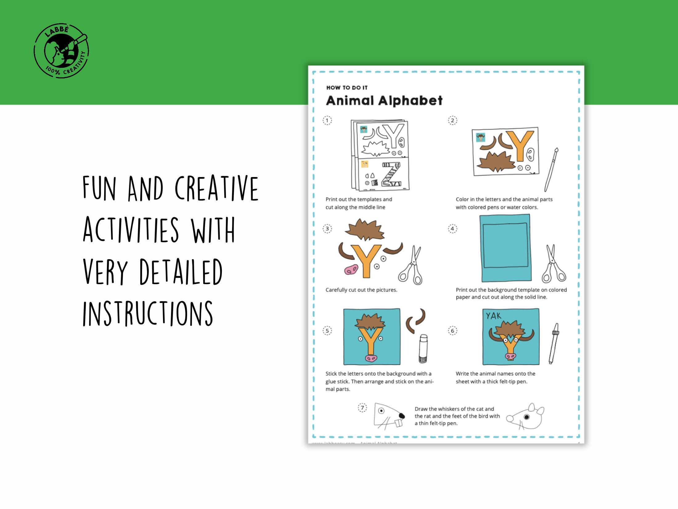 Animal Alphabet Craft: DIY Letter Templates (PDF Pattern) - Etsy