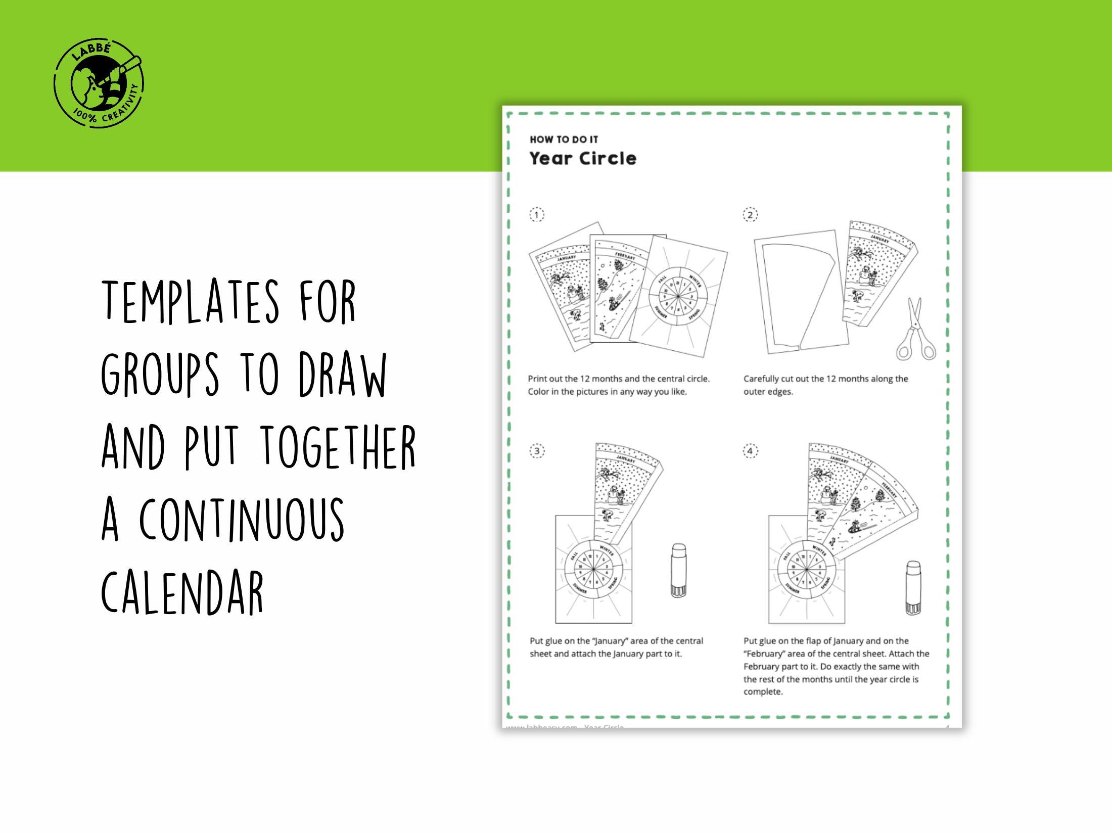 Year Circle Calendar Template | DIY Printable Calendar | Monthly ...
