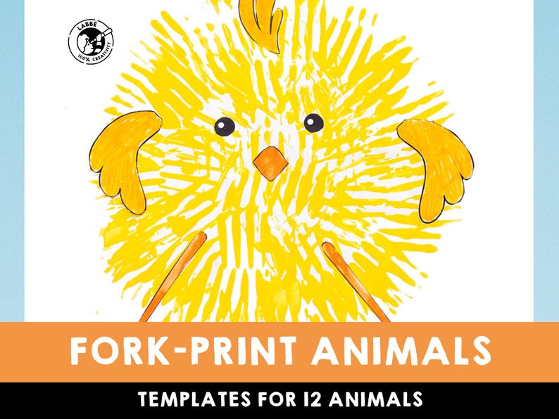 Fork-print Animal Templates: Fun DIY Kids Craft (PDF Download) - Etsy