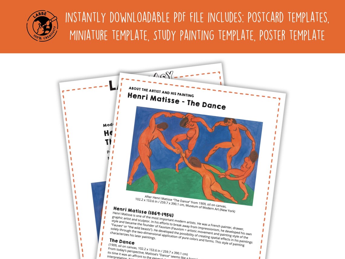 Matisse the Dance DIY Art Templates: Modern Classic Craft (PDF) - Etsy