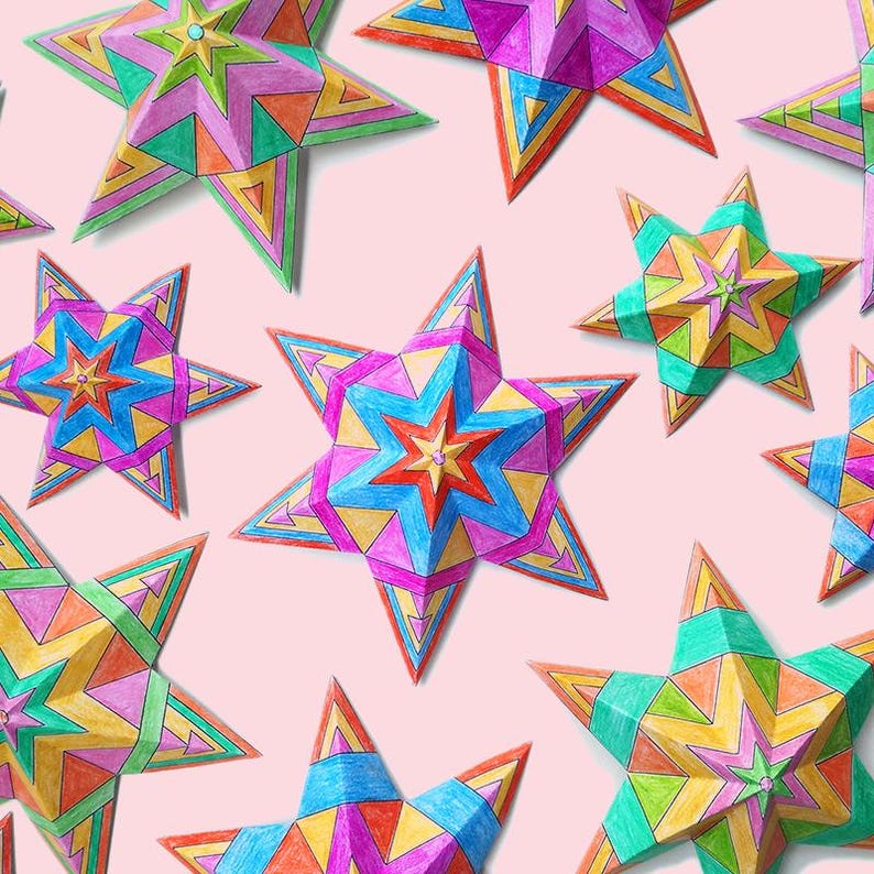 3D Christmas Stars DIY Star Craft Printable Star Templates 3D Paper ...