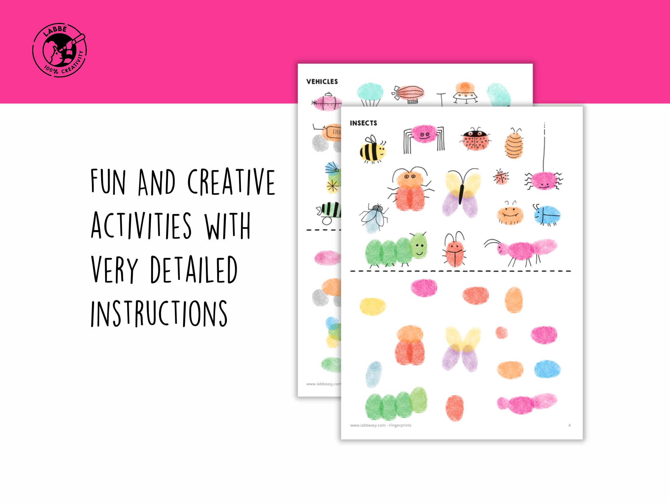 Fingerprint Art Activity: 220 DIY Character Ideas (PDF Pattern) - Etsy