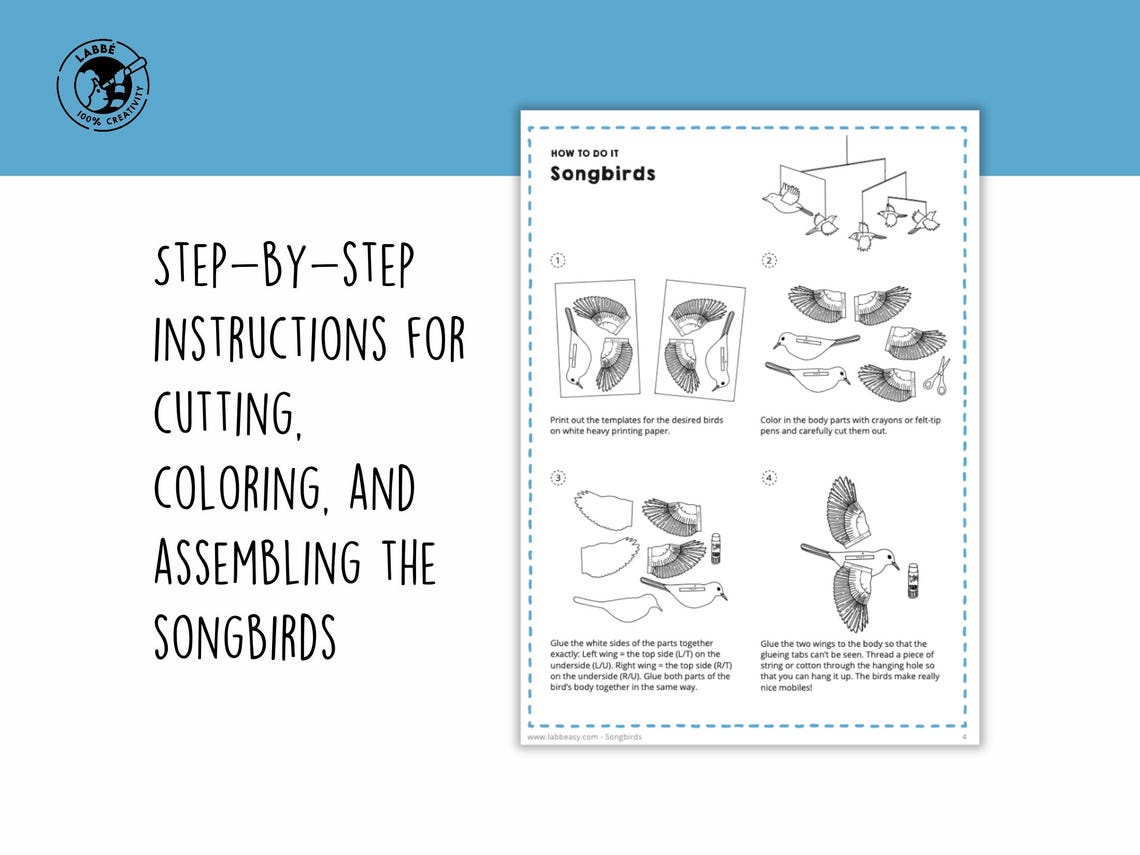 Songbird Craft Kit: DIY Printable Bird Mobile (PDF) - Etsy