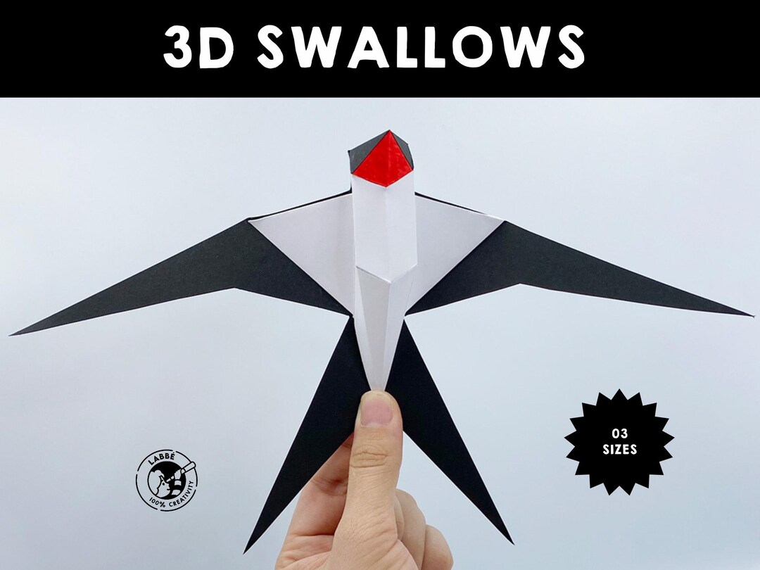 3D Swallows | DIY Paper Animals | Low Poly Animal Templates | 3D Paper ...