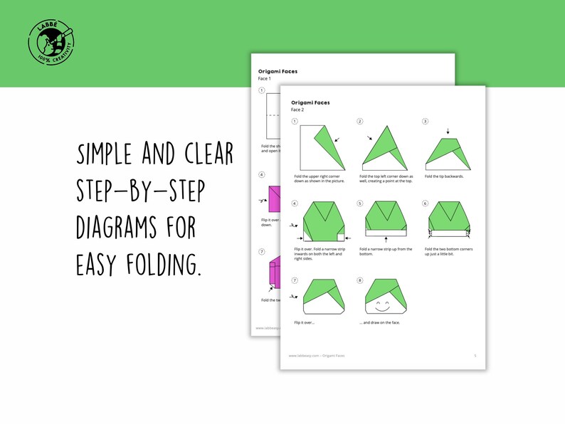 Origami Faces | 6 Step-by-step Folding Instructions | Creative Paper ...
