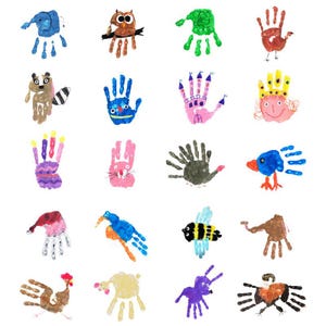 Handprint Art | Fun Fingerprint Characters | DIY Handprint Templates ...