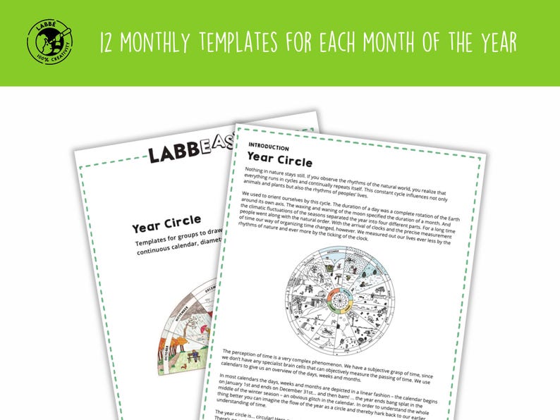 Year Circle Calendar Template | DIY Printable Calendar | Monthly ...