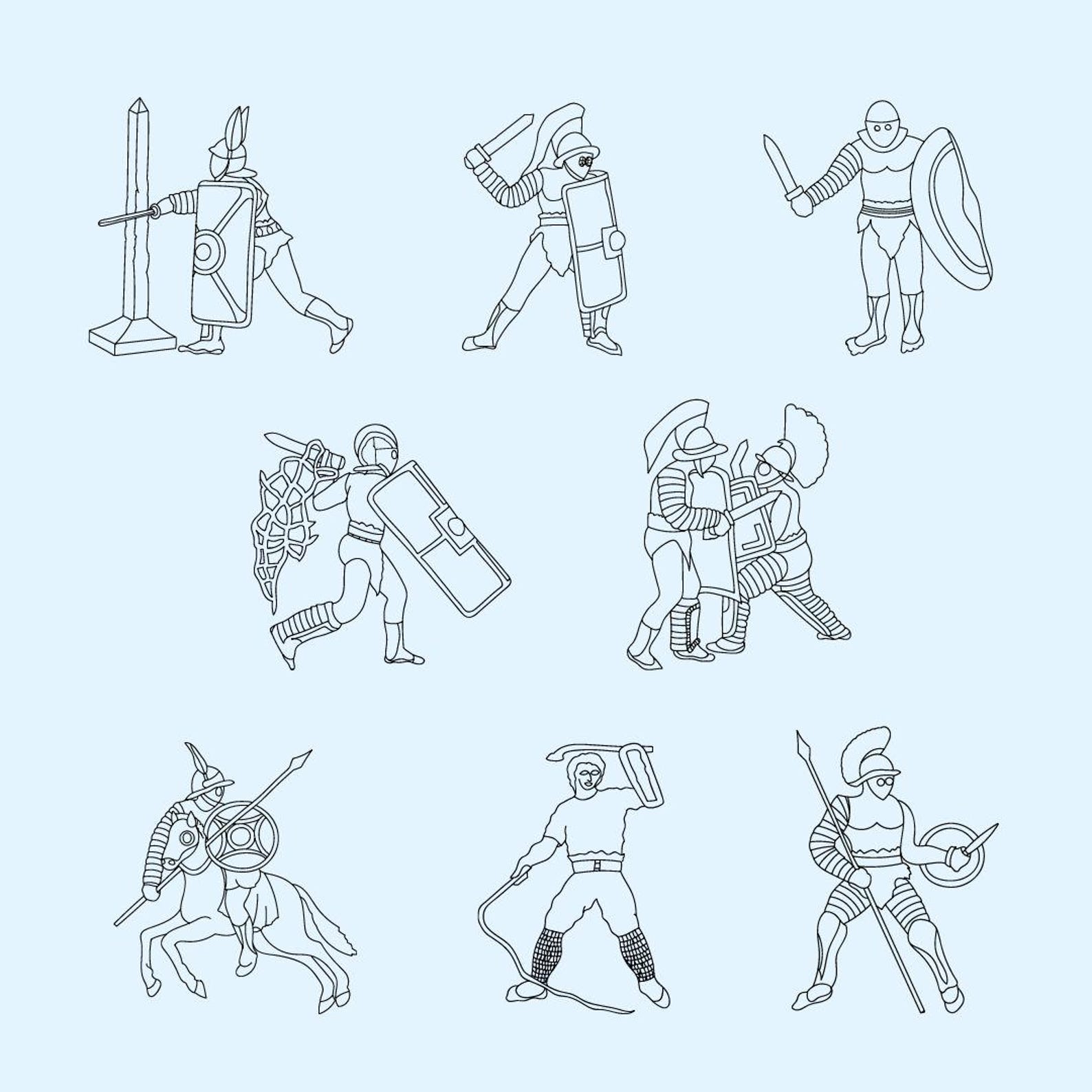 Mosaics - Roman Gladiators | Historical Coloring Templates | DIY ...