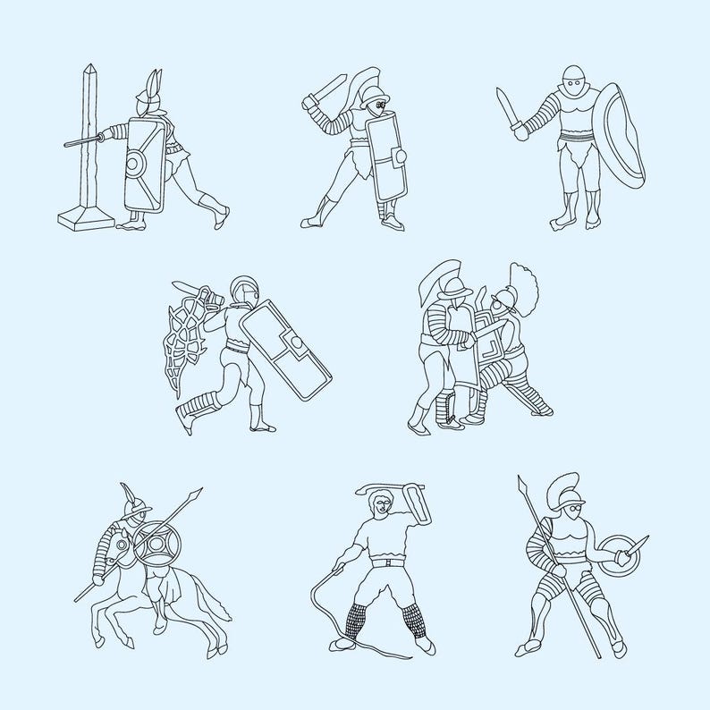 Mosaics - Roman Gladiators | Historical Coloring Templates | DIY ...