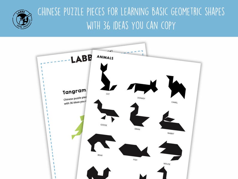 Tangram for Kids: 36 Geometric Puzzle Ideas (printable) - Etsy