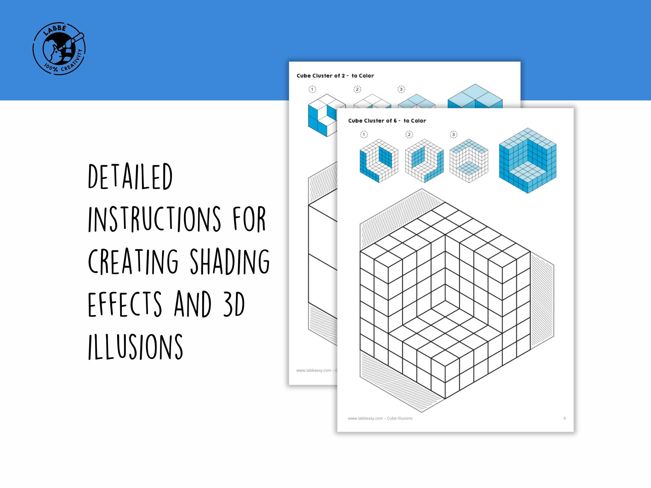 Cube Illusions | Optical Art DIY Guide | 3D Cube Templates | Group Art ...