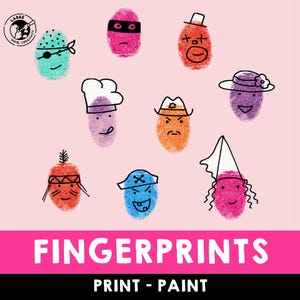 Fingerprint Art Activity: 220 DIY Character Ideas (PDF Pattern) - Etsy