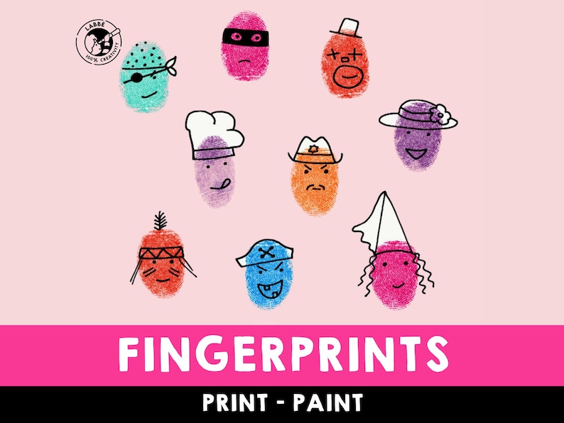 Fingerprint Art Activity: 220 DIY Character Ideas (PDF Pattern) - Etsy