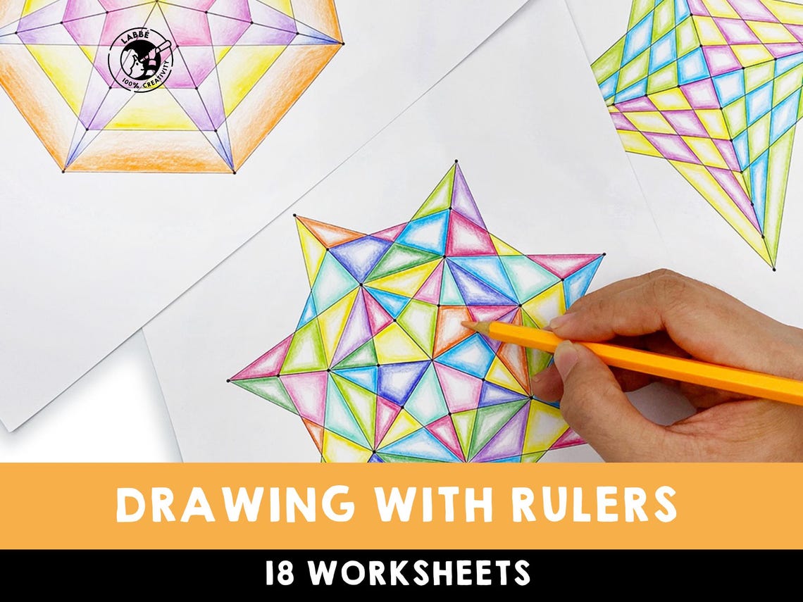 Drawing With Rulers | 18 Tracing and Drawing Worksheets | Fine Motor ...