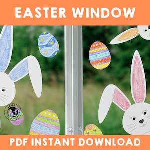 Easter Window Display | DIY Easter Window Decor | Printable Bunny and ...