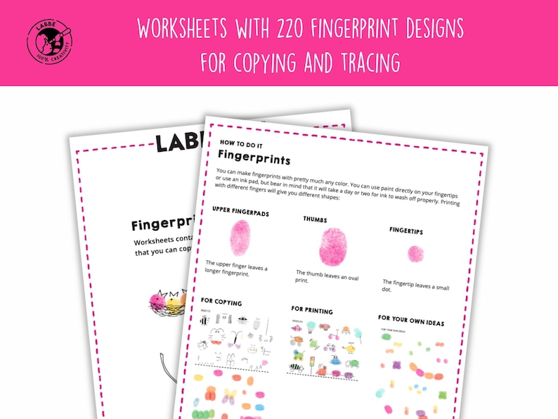 Fingerprint Art Activity: 220 DIY Character Ideas (PDF Pattern) - Etsy