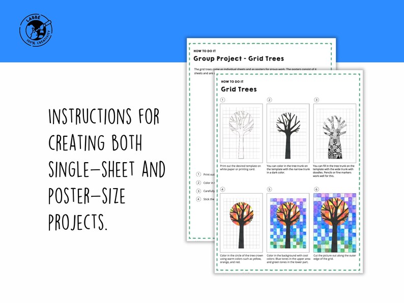 Grid Trees | Warm and Cold Colors | Creative Coloring Activity | Poster ...