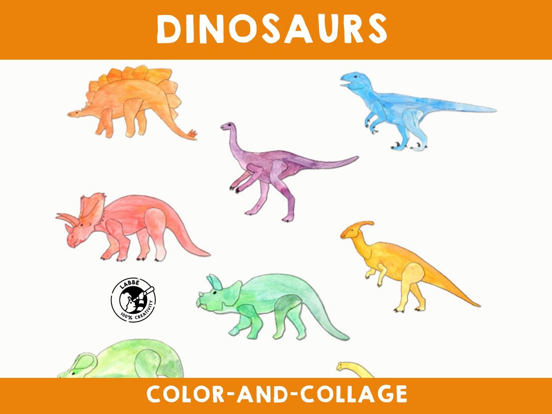 Color and Collage Dinosaurs | Printable Dinosaur Templates | DIY ...