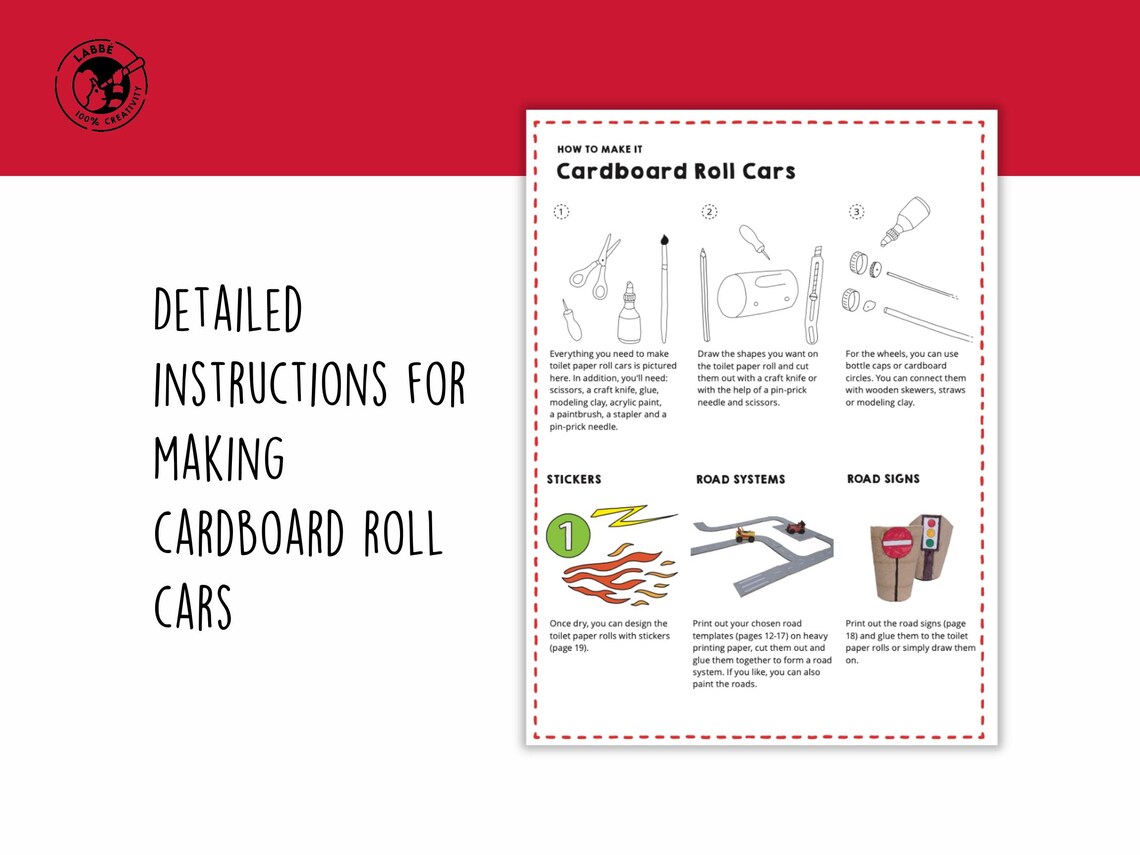 Cardboard Roll Cars Craft: DIY Recycled Toy Cars (instructions) - Etsy