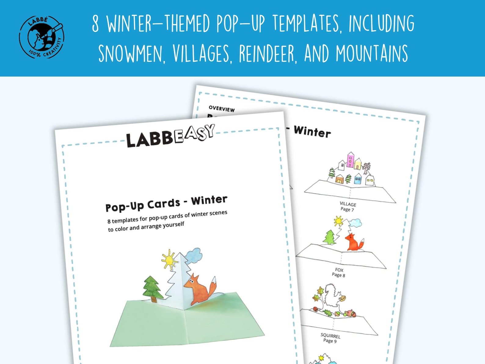 Winter Scene Pop-up Cards: DIY Holiday Craft Templates (PDF Pattern) - Etsy
