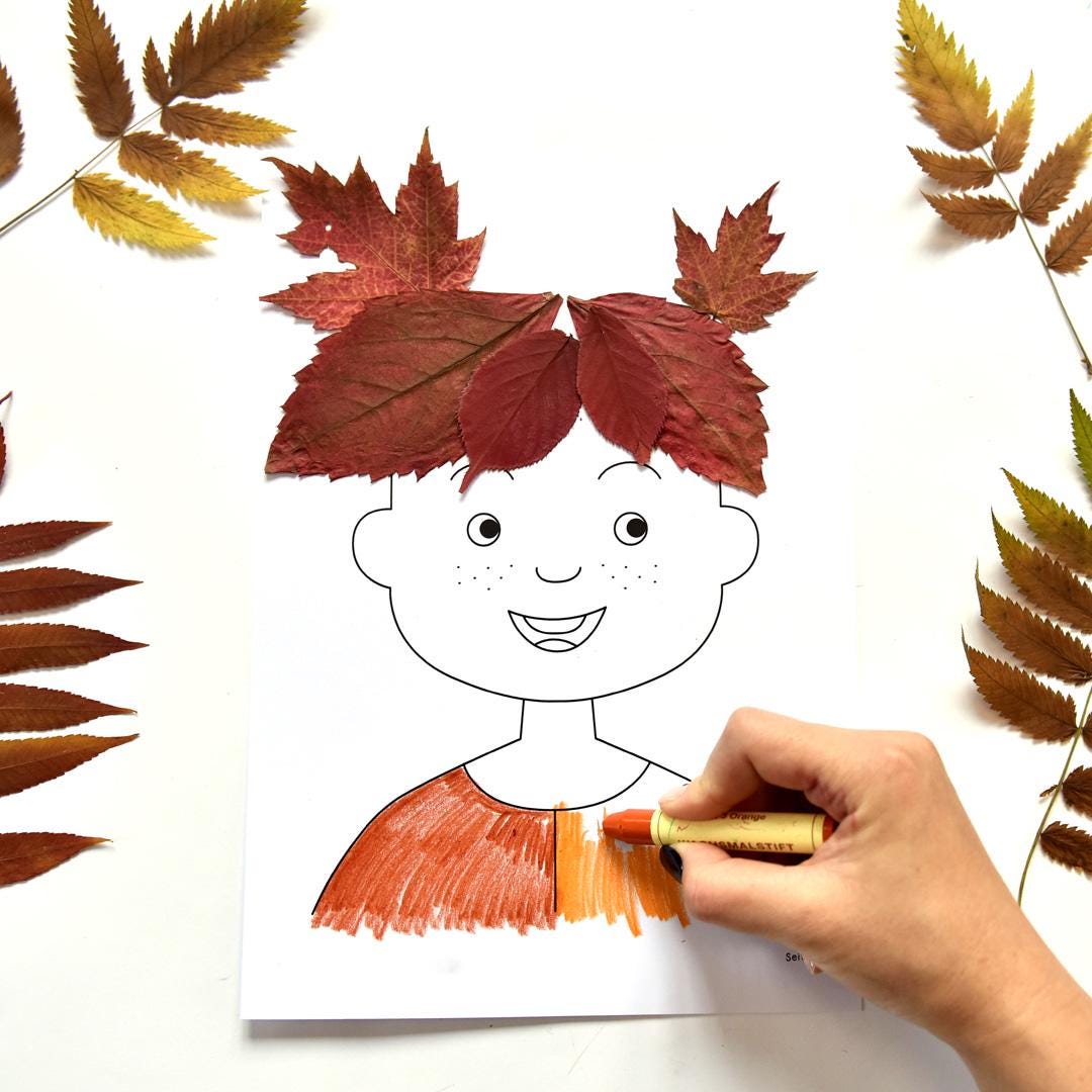 Fall Leaf Art: DIY Hairstyles, Printable Faces (PDF Pattern) - Etsy