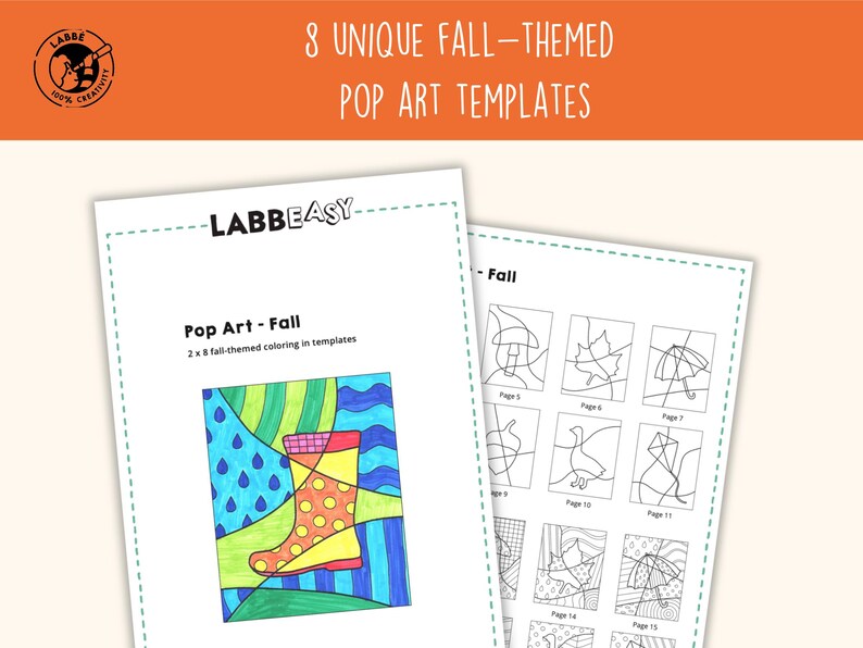 Fall Pop Art Coloring Pages: 16 Autumn Templates (PDF Download) - Etsy