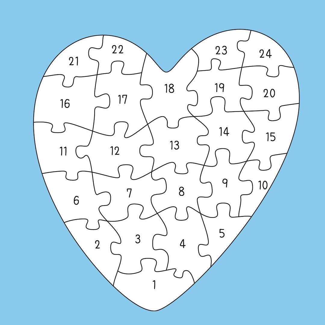 Giant Heart Puzzle Templates: DIY Collaborative Art Project (PDF) - Etsy