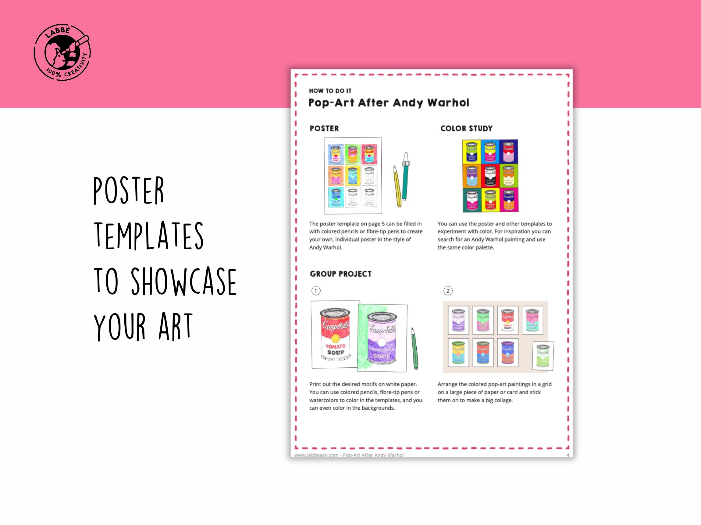 Andy Warhol Soup Cans Pop Art Templates: DIY Art for Kids (PDF Pattern ...
