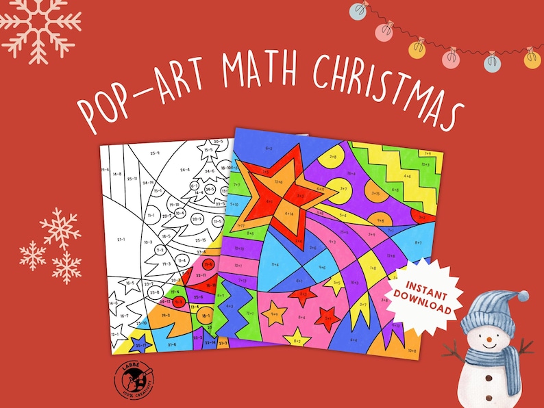 Pop-art Math Christmas Color-by-number Math Worksheets Christmas-themed ...