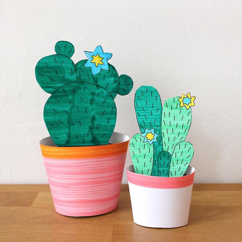 DIY Paper Cactus Craft: 6 Templates, Kids Activity (PDF Download) - Etsy