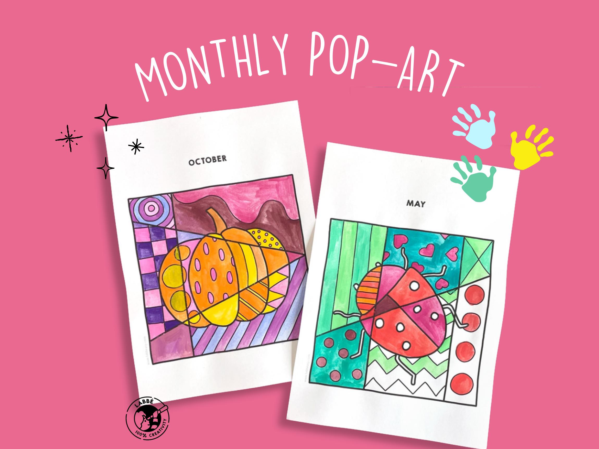 Printable Pop Art Monthly Coloring Pages: DIY Art Templates (PDF ...