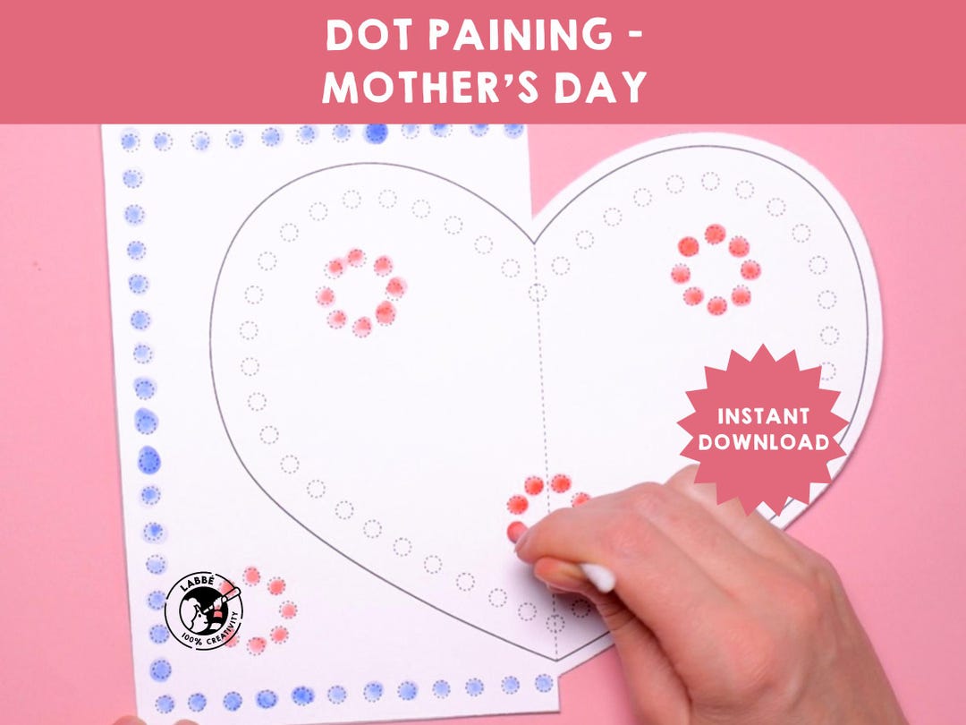 Mother's Day Card Craft: Dot Painting With Cotton Buds (PDF Pattern) - Etsy