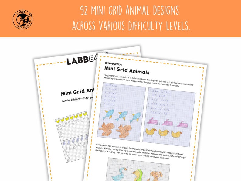 Mini Grid Animal Drawing: 92 Creative Designs (PDF Pattern) - Etsy