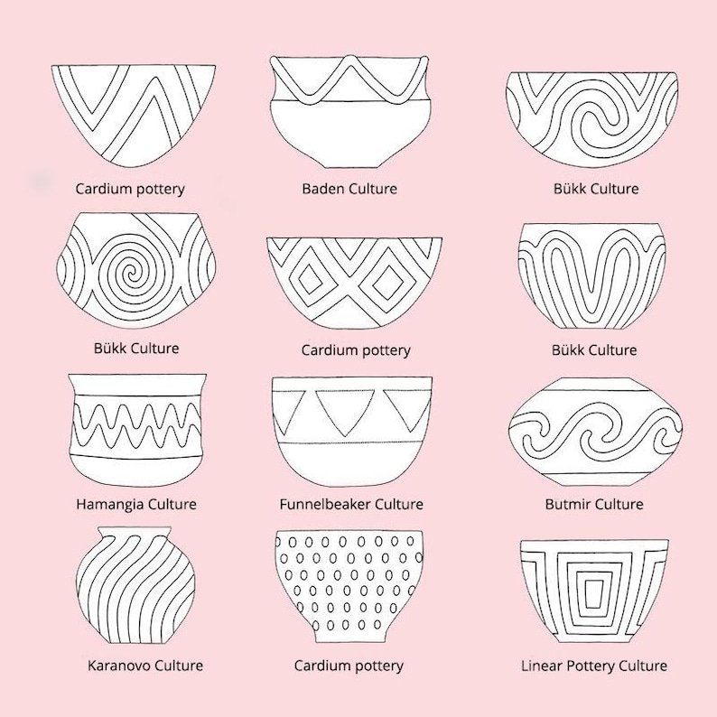 Neolithic Pottery Art: Stone Age Coloring Templates (PDF Pattern) - Etsy