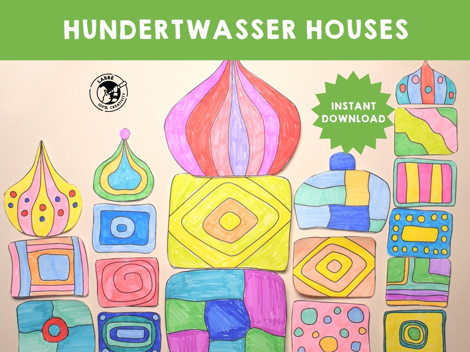 Hundertwasser Houses | DIY Artistic Architecture | Printable Coloring ...