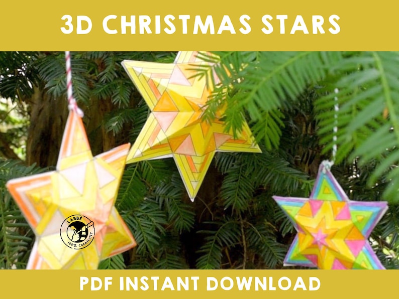 3D Christmas Stars DIY Star Craft Printable Star Templates 3D Paper ...