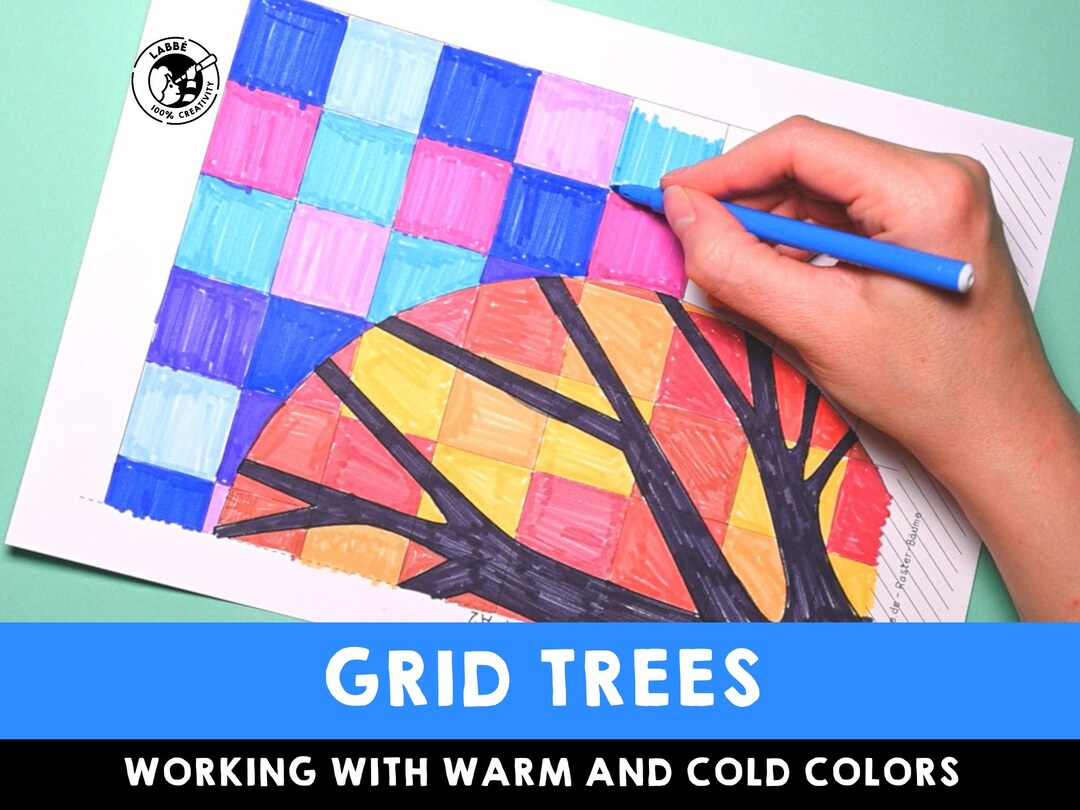 Grid Trees | Warm and Cold Colors | Creative Coloring Activity | Poster ...