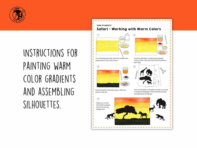 Safari Sunset Silhouette Art Project: Warm Colors Craft (PDF) - Etsy