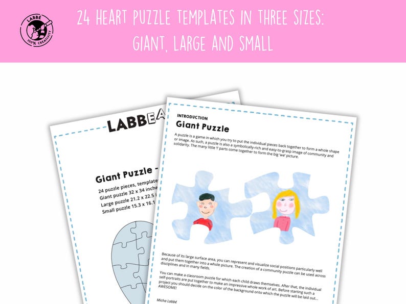 Giant Heart Puzzle Templates: DIY Collaborative Art Project (PDF) - Etsy