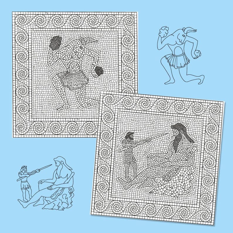 Greek Mythology Mosaic Templates: DIY Craft Activity (PDF Pattern) - Etsy