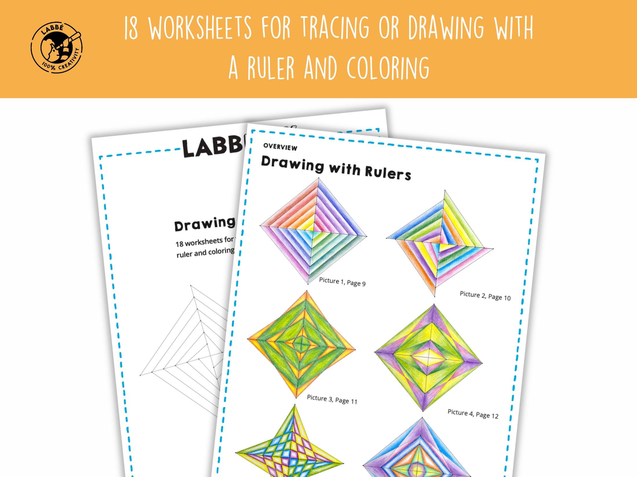 Drawing With Rulers | 18 Tracing and Drawing Worksheets | Fine Motor ...