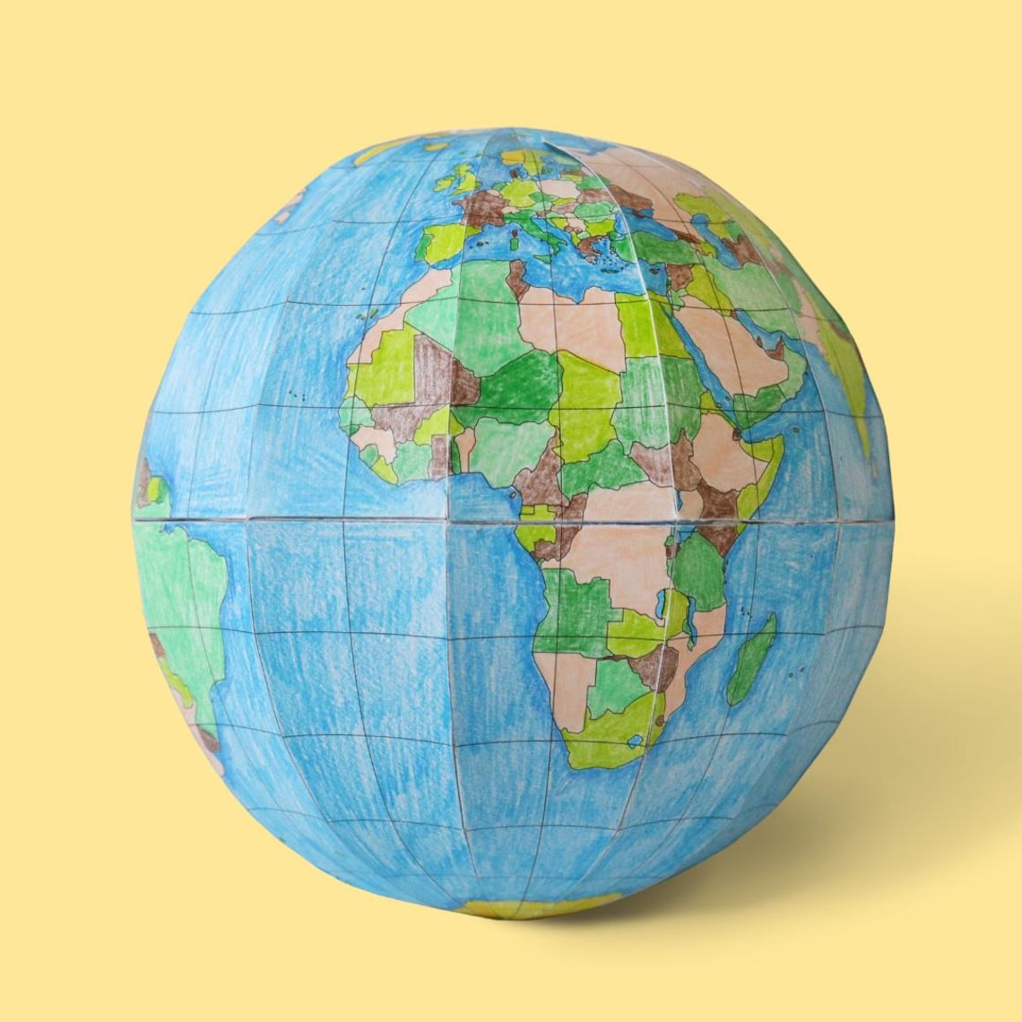 DIY Paper Globe Template: Educational Craft Project (diameter of 5.9 ...