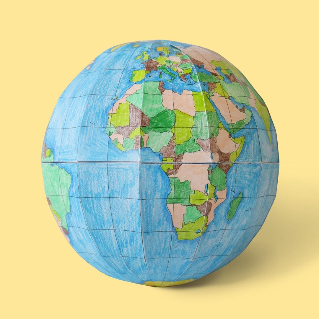 DIY Paper Globe Template: Educational Craft Project (diameter of 5.9 ...