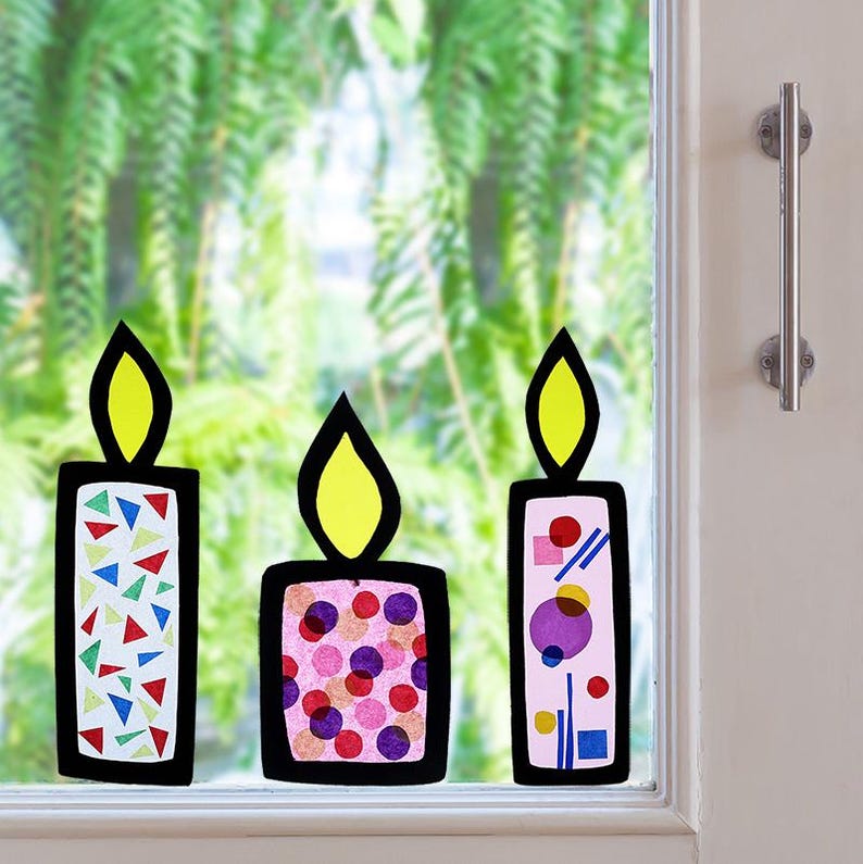 DIY Christmas Window Candle Templates: Transparent Paper Decor (PDF ...