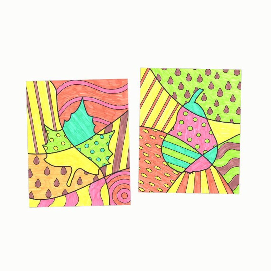 Fall Pop Art Coloring Pages: 16 Autumn Templates (PDF Download) - Etsy