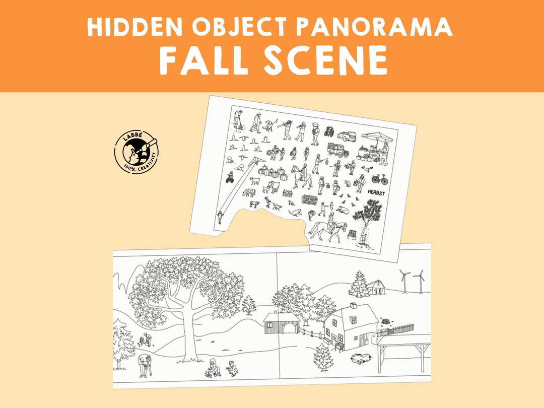 Fall Scene Hidden Object Panorama: DIY Kids Craft (PDF Pattern) - Etsy