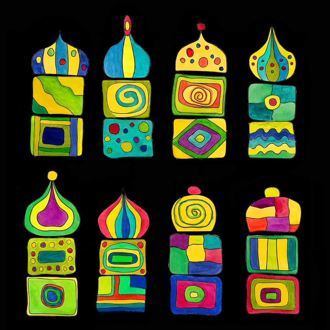 Hundertwasser Houses | DIY Artistic Architecture | Printable Coloring ...
