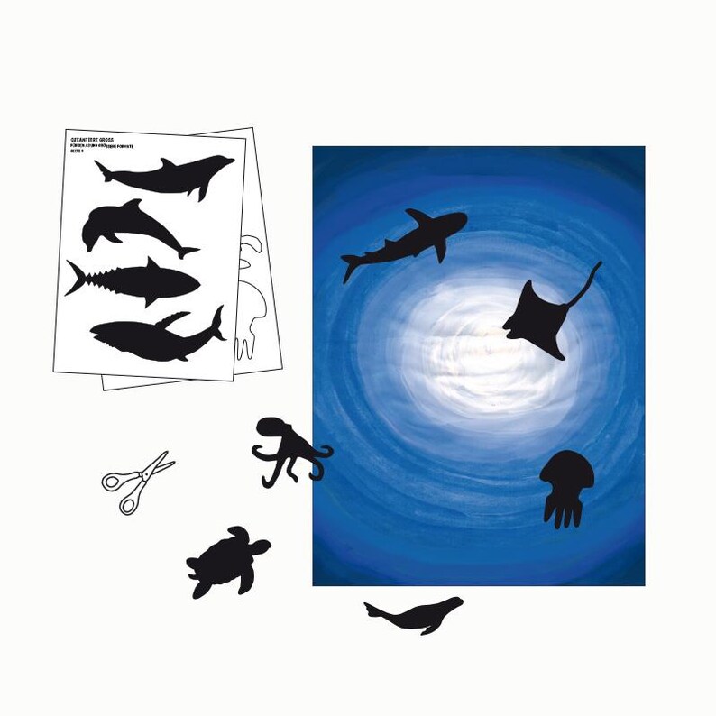 3D Ocean Creature Collage Guide: Depth Effect Silhouette Art (PDF ...