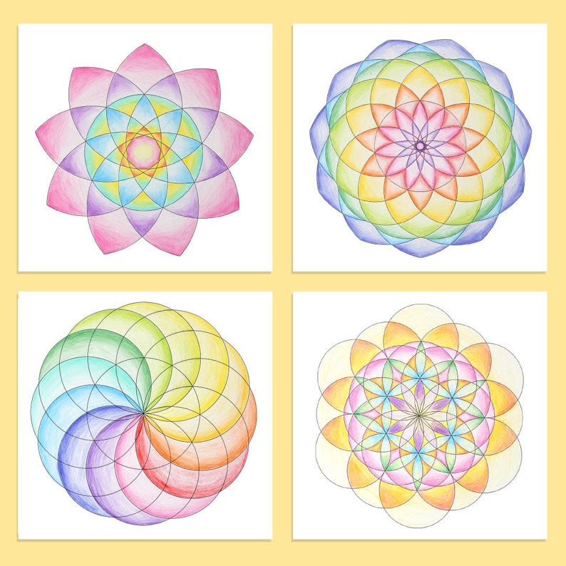 Compass Art Activity: Geometric Coloring Pages (PDF Download) - Etsy