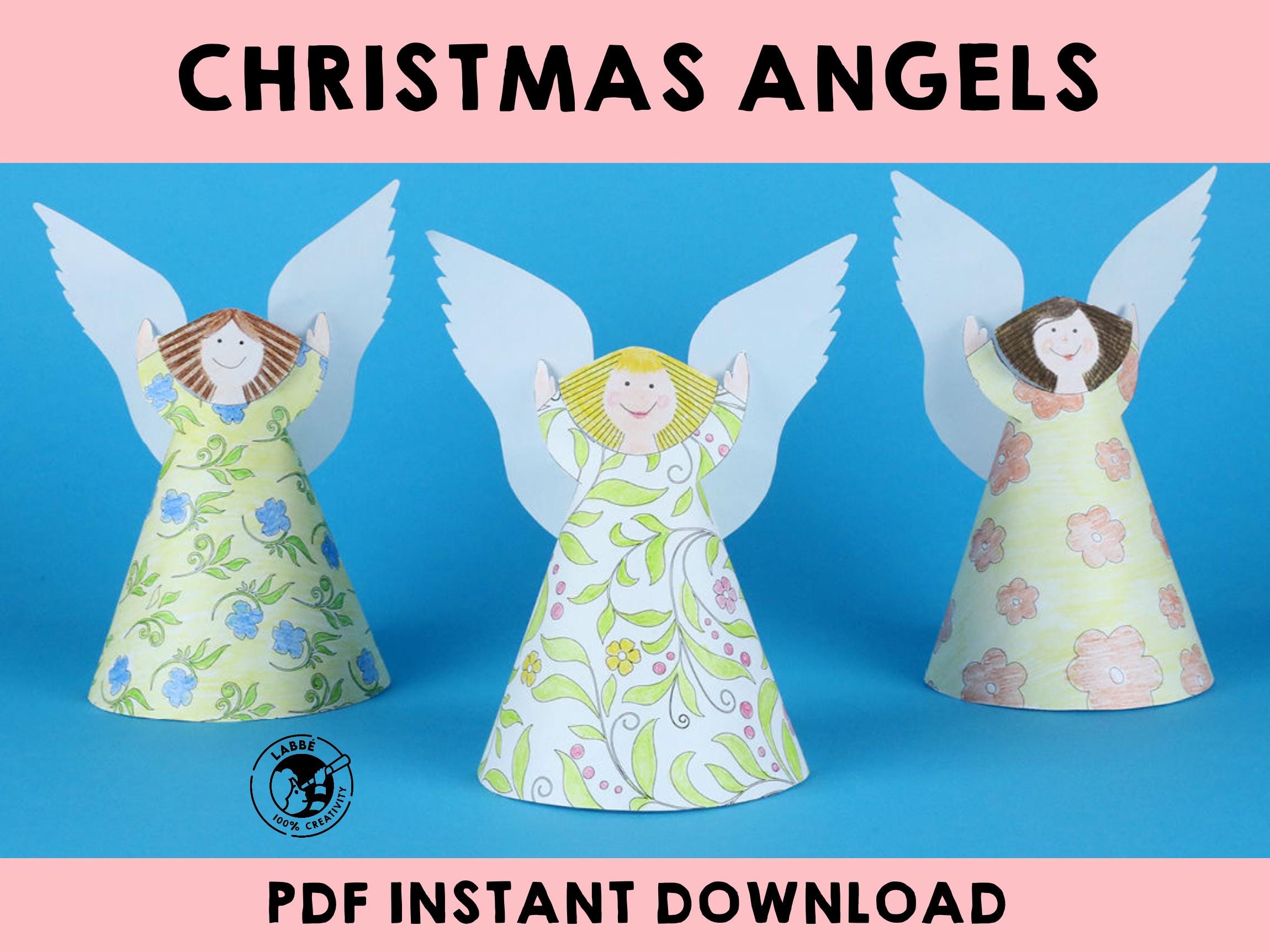 Christmas Angels Diy Angel Decorations Printable Angel Templates Festive Holiday Craft